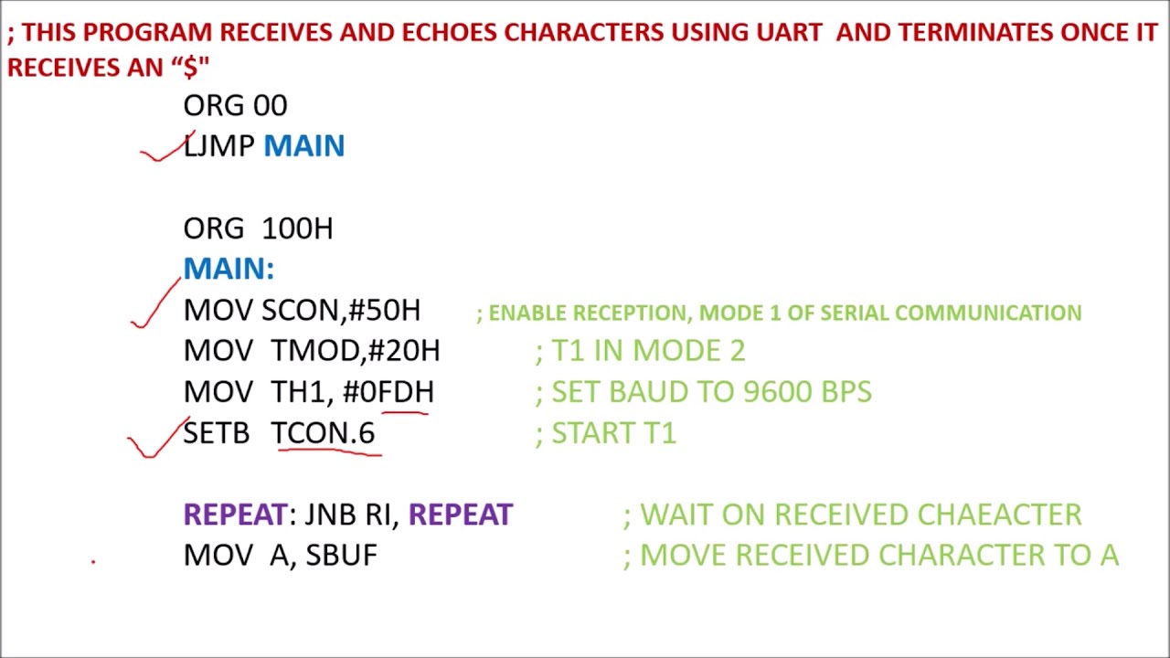 Serial Receiver Program 8051 | Simulation using keil | UART receiver