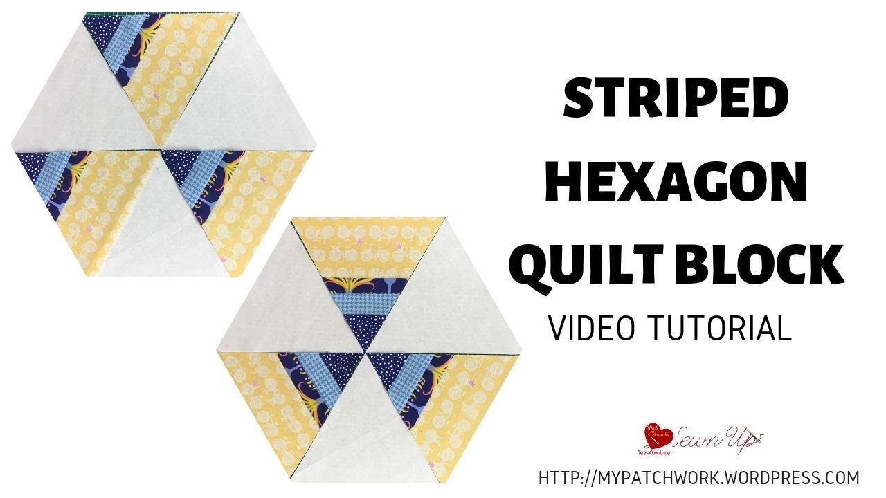 Striped hexagons quilt block video tutorial
