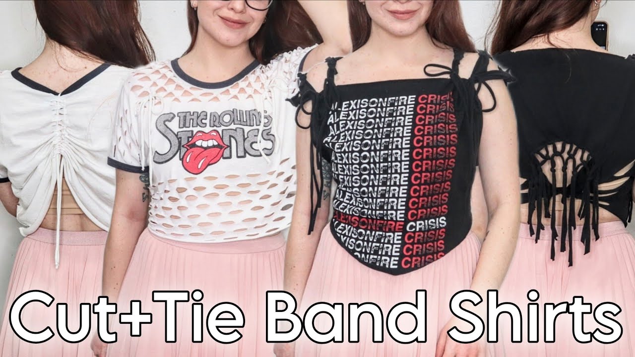 Band T-shirt cutting ♥ No sewing, thrift flip tutorials #diy #upcycling #bandtee