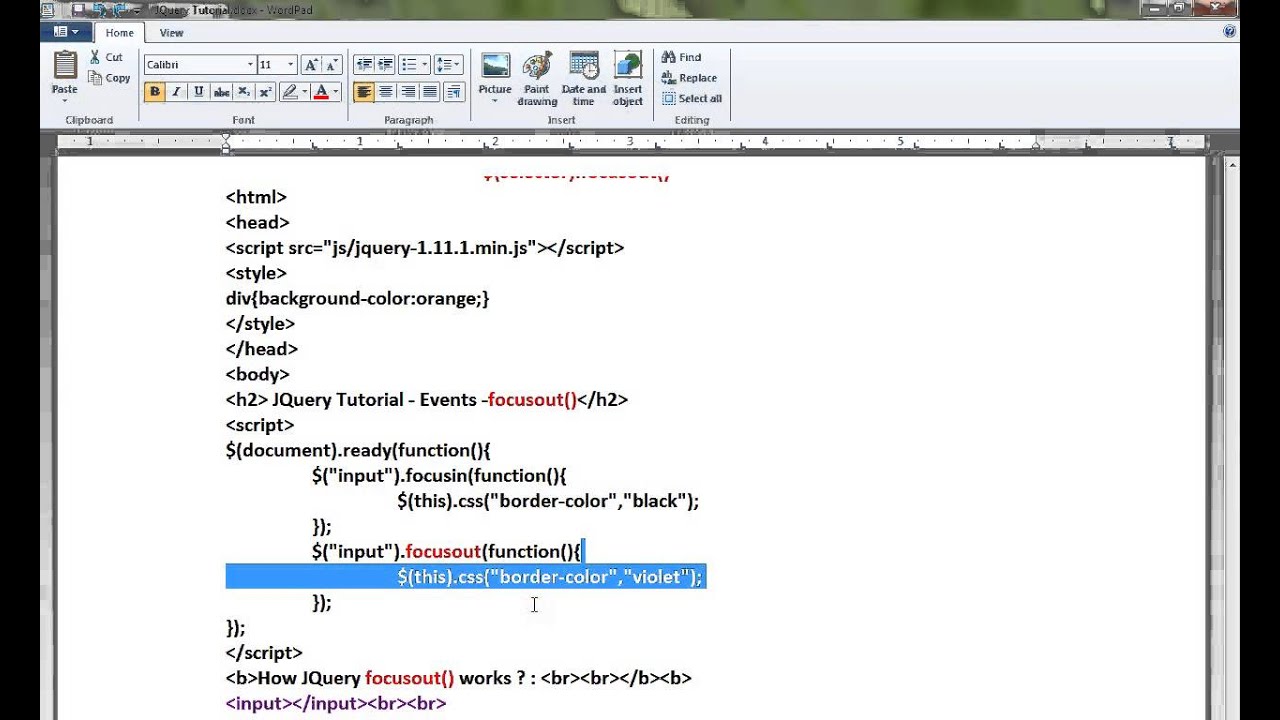 JQUERY FOCUSOUT METHOD DEMO