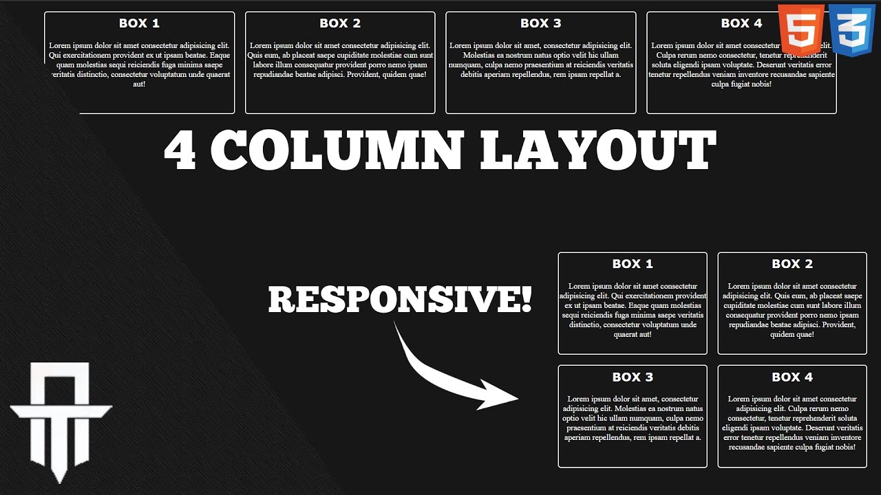 4 Column Responsive Layout - HTML & CSS