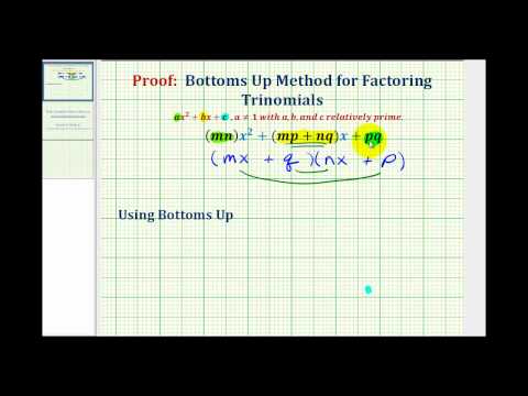 Proof: Bottoms Up Factoring Method | Math Help from Arithmetic through ...
