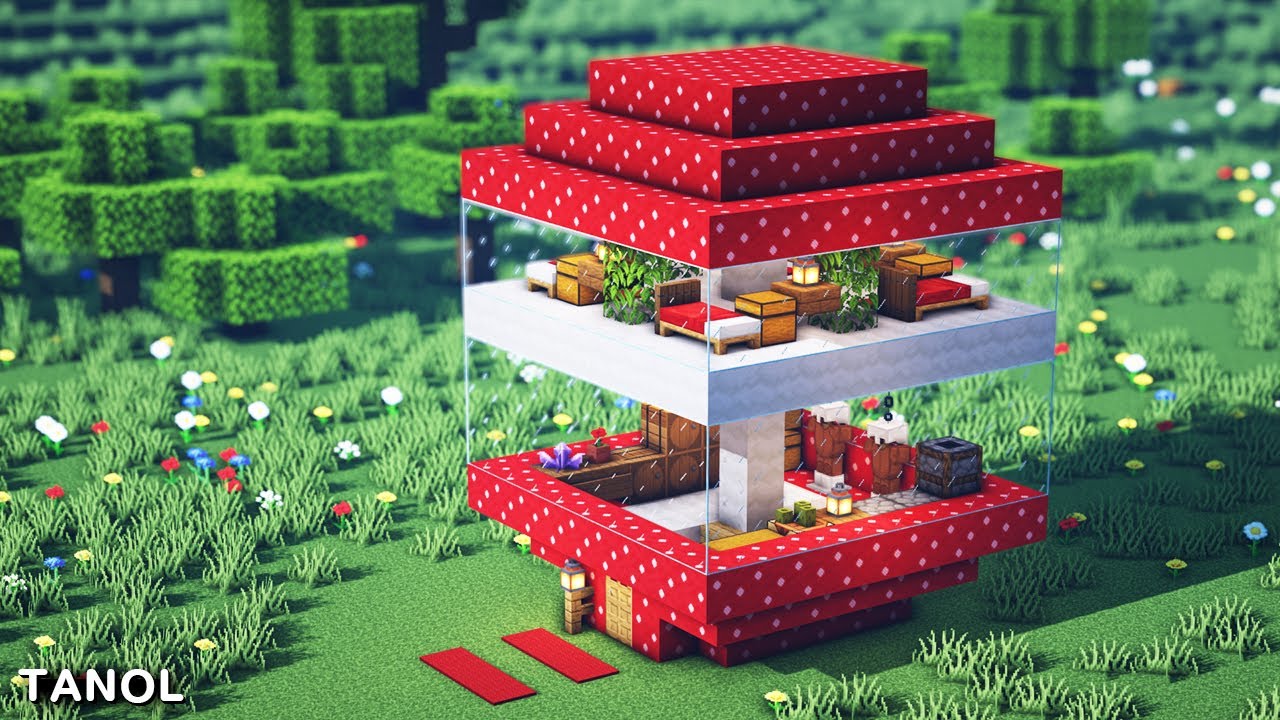 ⚒️ Minecraft | How To Build a Red Mushroom Block Capsule House - マイクラビルダーズ