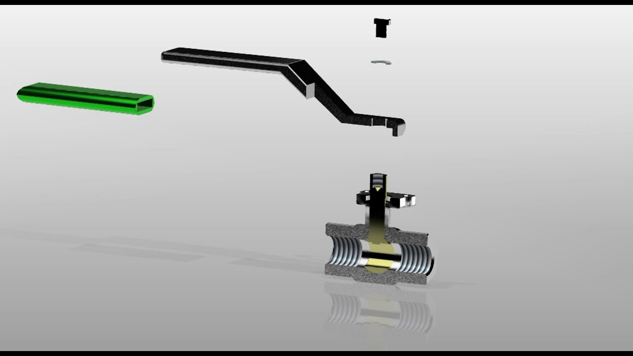 Ball Valve Exploded View  3D Engineering Animatio