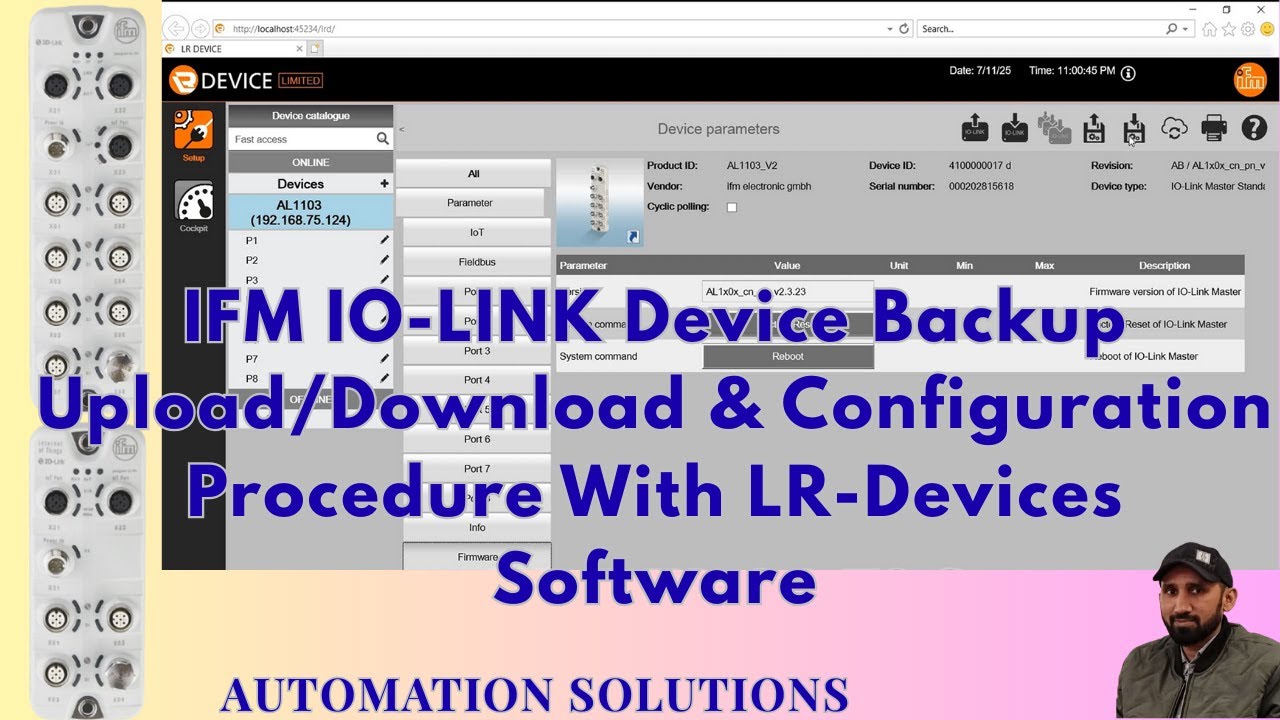 IFM IO Link Module AL1103 & AL1101 Backup Upload/Download & Configuration Setup Procedure.