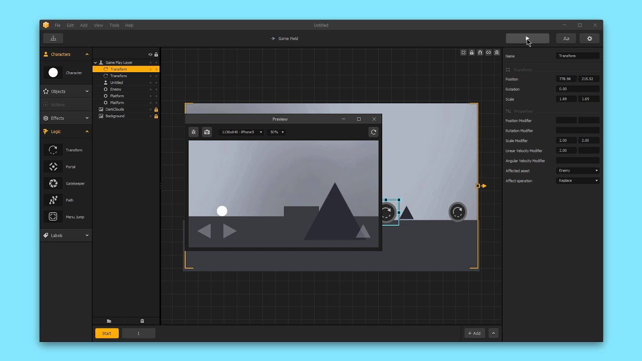 Logic Transform - Buildbox 2 Tutorial