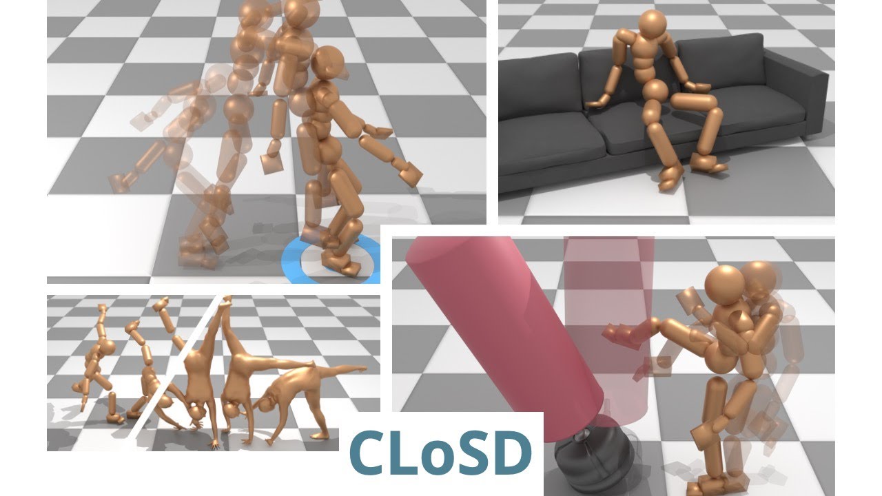 CLoSD: Closing the Loop between Simulation andDiffusion for multi-task character control