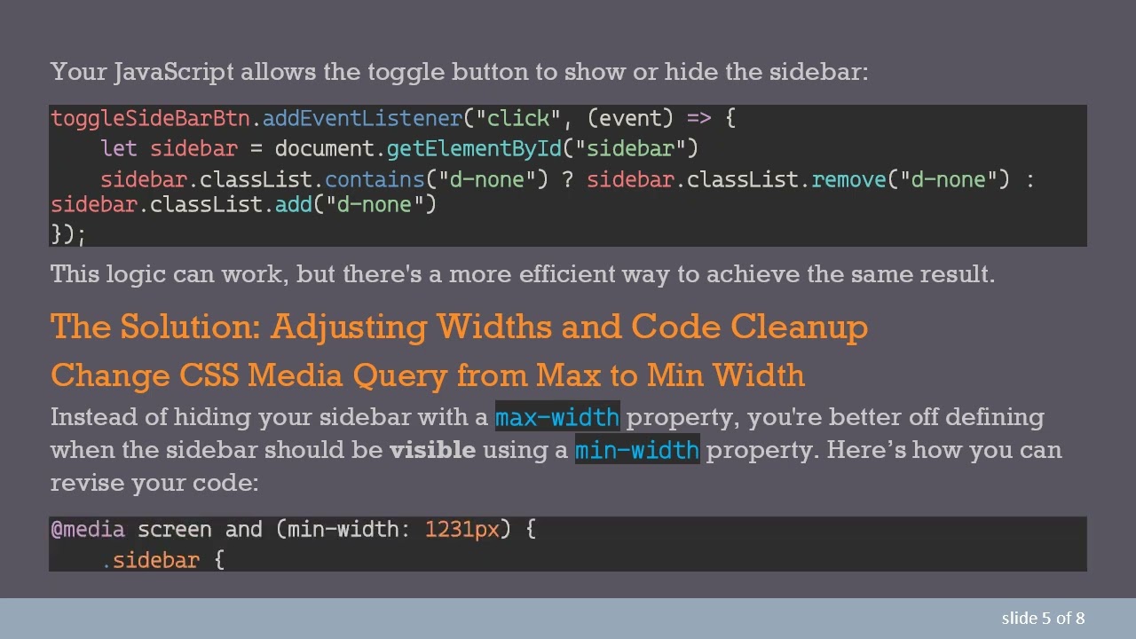 Troubleshooting Your Responsive Sidebar
