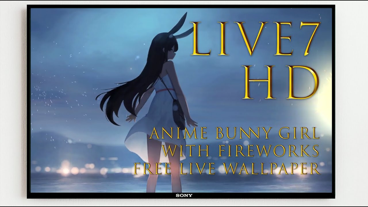 Anime Bunny Girl With Fireworks - Free Live Wallpaper