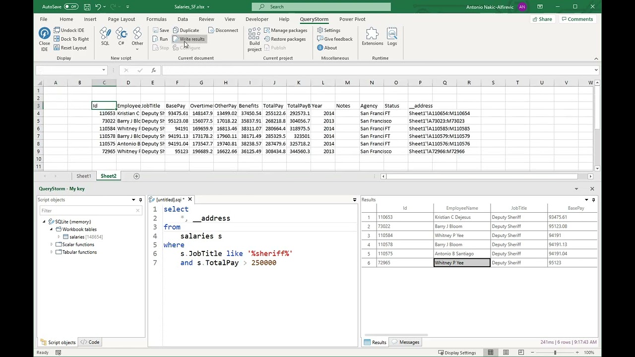Querystorm - SQL in Excel