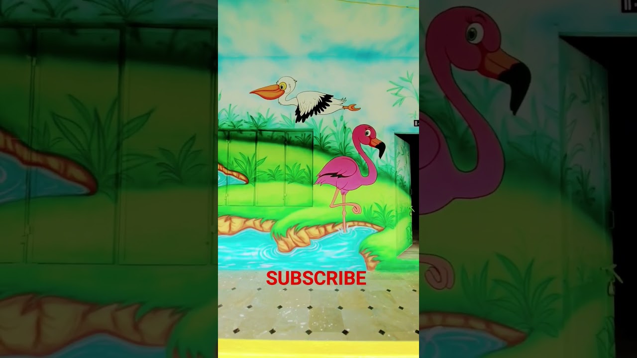 #playschoolwallpainting #schoolwallart Pre Primary School Classroom Wall Art Painting Decoration