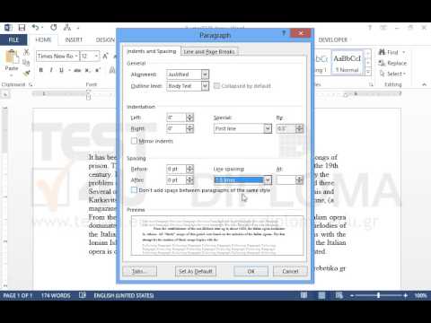Apply justified alignment to the second paragraph, indentation of the first line in 0.5", line...
