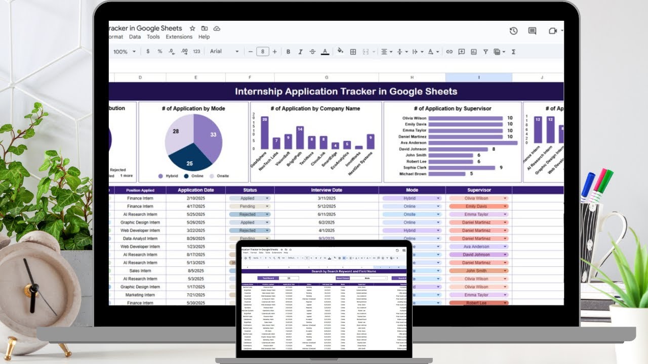 Internship Application Tracker in Google Sheets