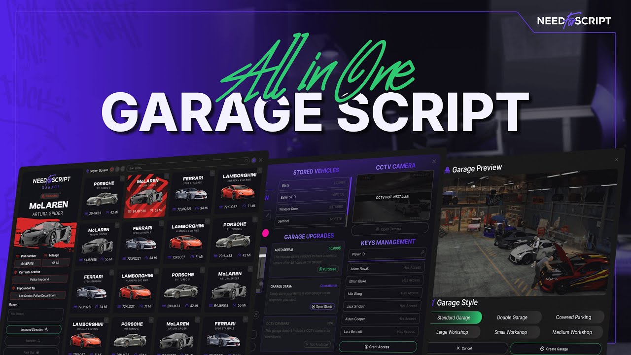 🚗 NeedForScript Garages System - Complete Vehicle Management Solution - FiveM Releases - Cfx.re ...