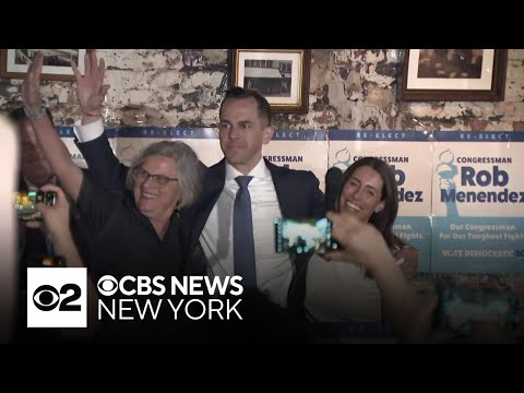 Rep. Rob Menendez Jr. speaks to supporters after projected win in New Jersey