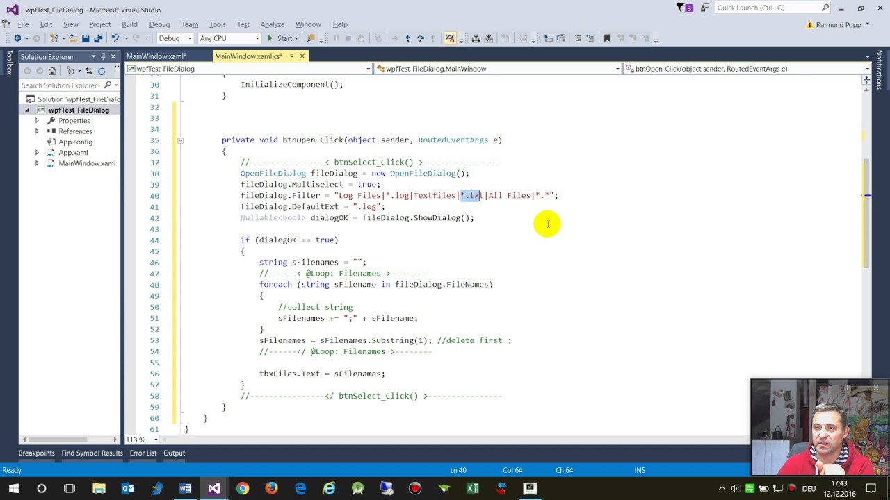 WPF FileDialog OpenFileDialog Example