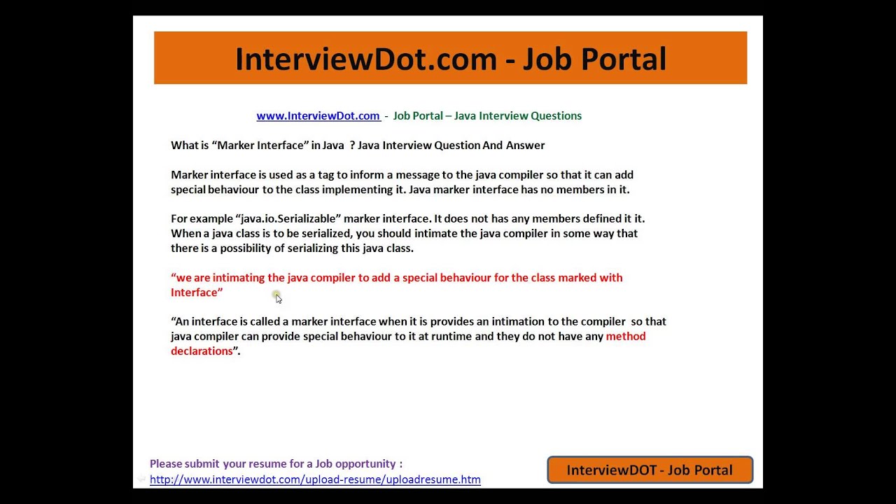 Java Interview Question And Answer What is Marker Interface Explain Java Interview
