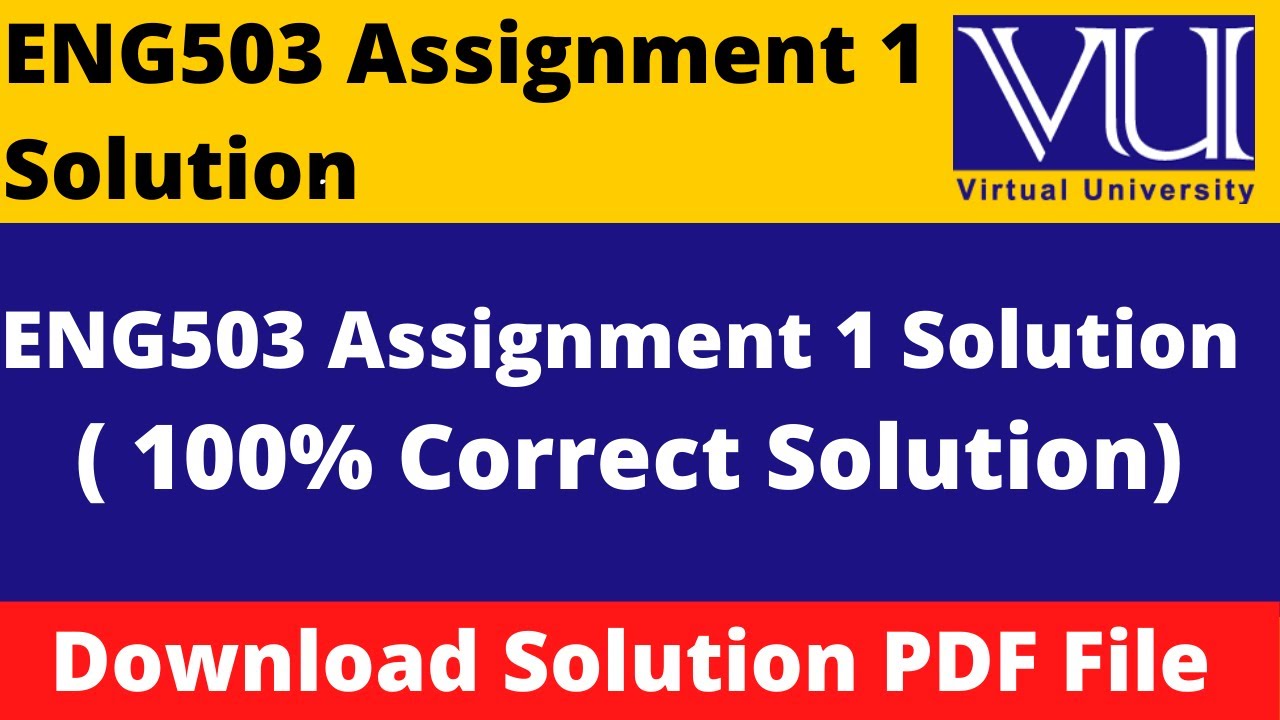 eng 503 assignment 1 solution 2023|| Download File in  PDF