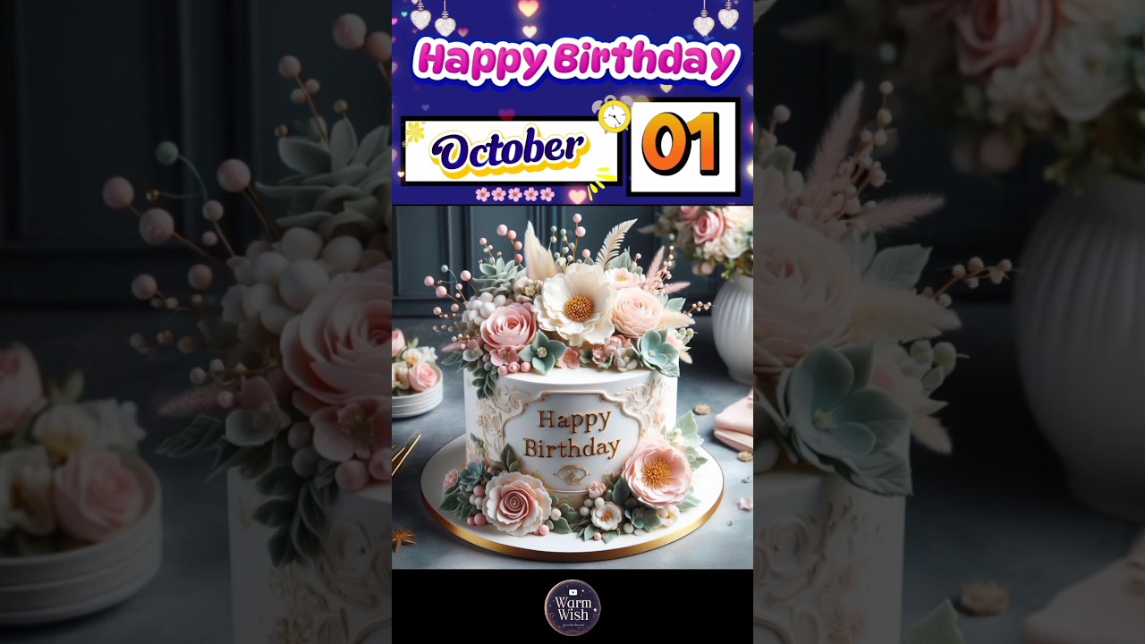 01 October Birthday Wishes 💜️🎂🩵 | Happy Birthday Song #happybirthday  #birthdaystatus #shorts