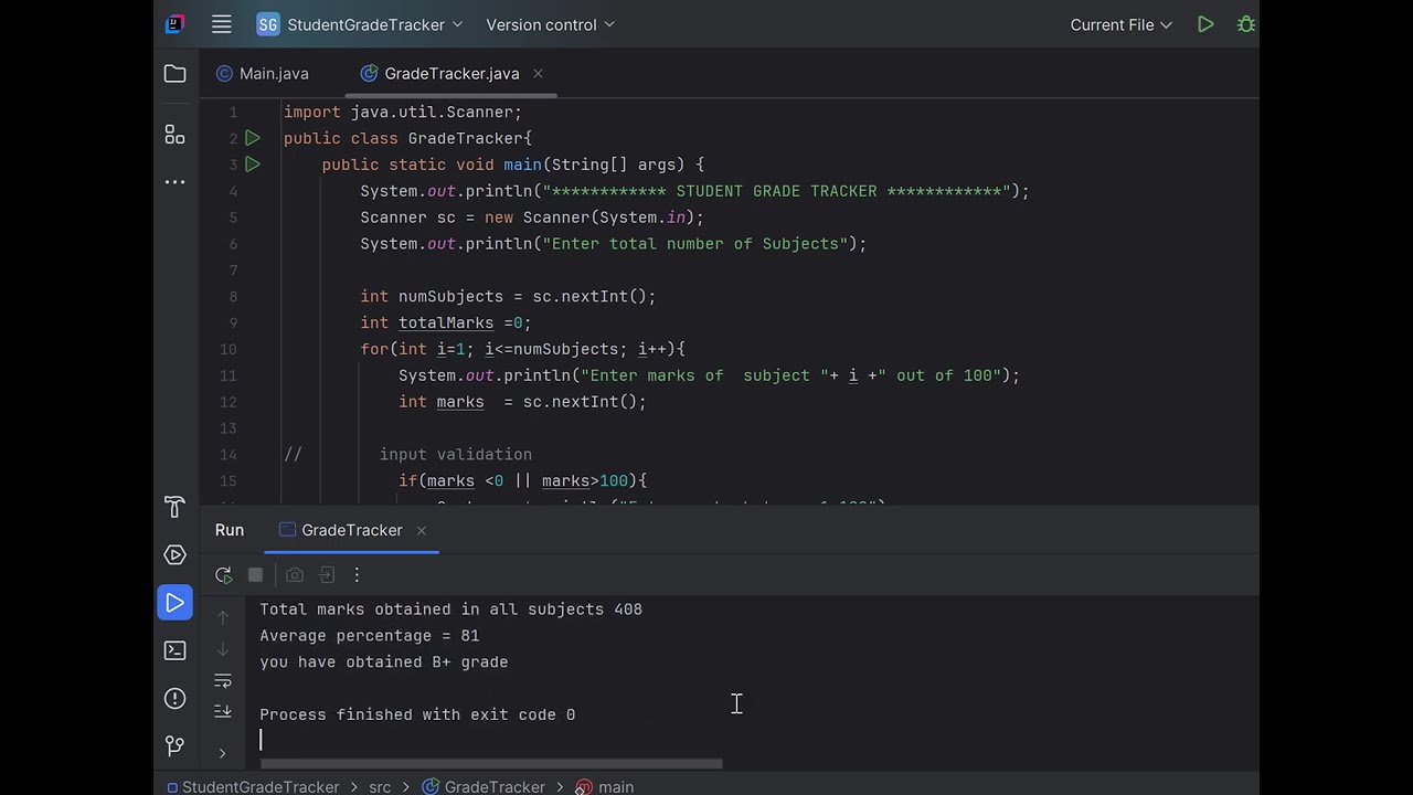 Student Grade Tracker | JAVA Basic Project