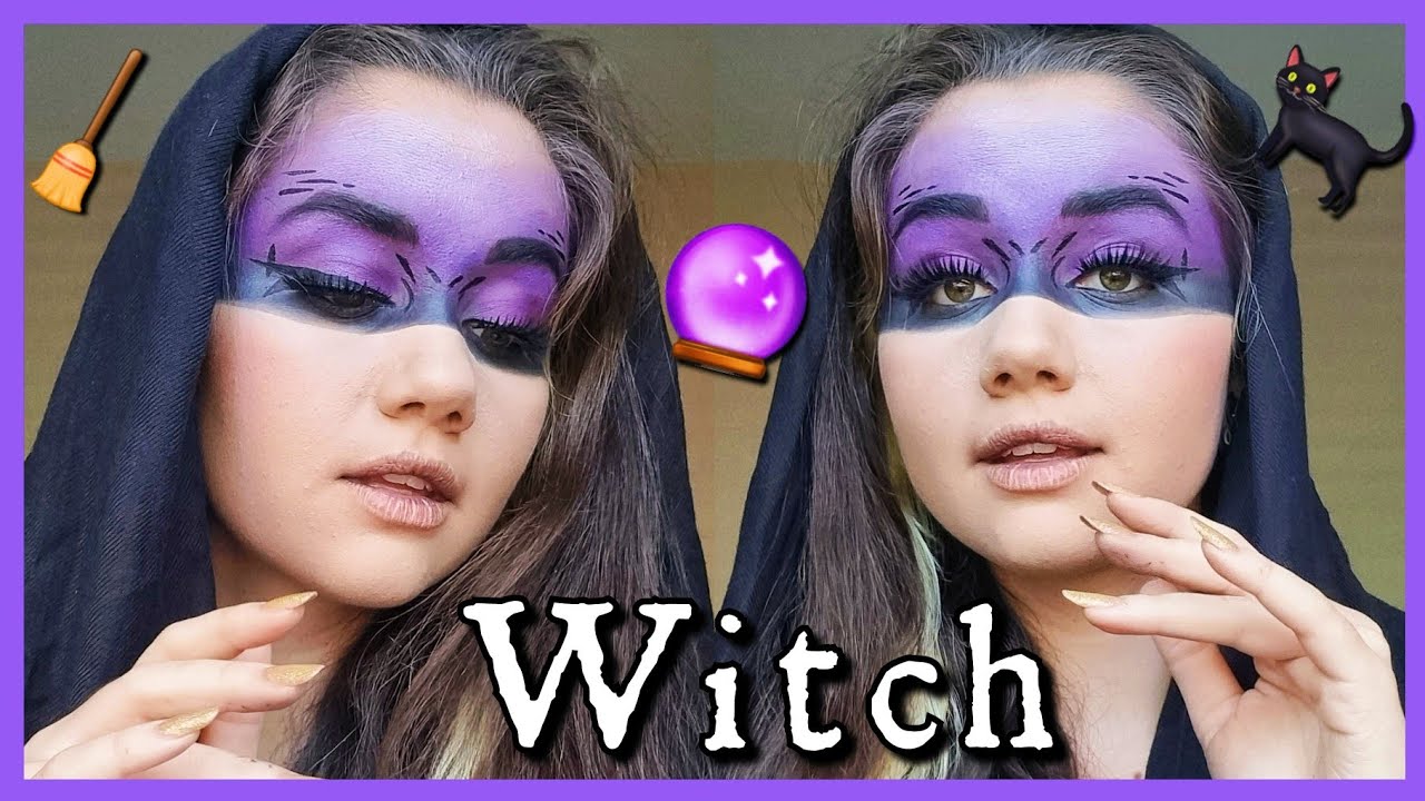 EASY WITCH MAKEUP TUTORIAL! Easy Purple Witch Halloween Makeup Tutorial