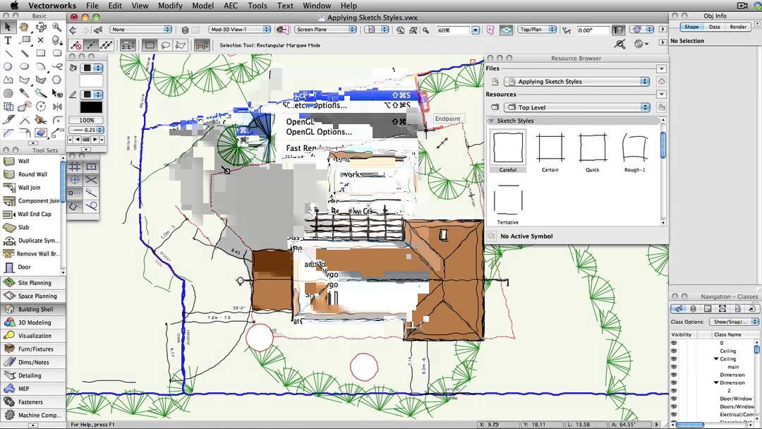 Vectorworks 2015: Applying sketch styles