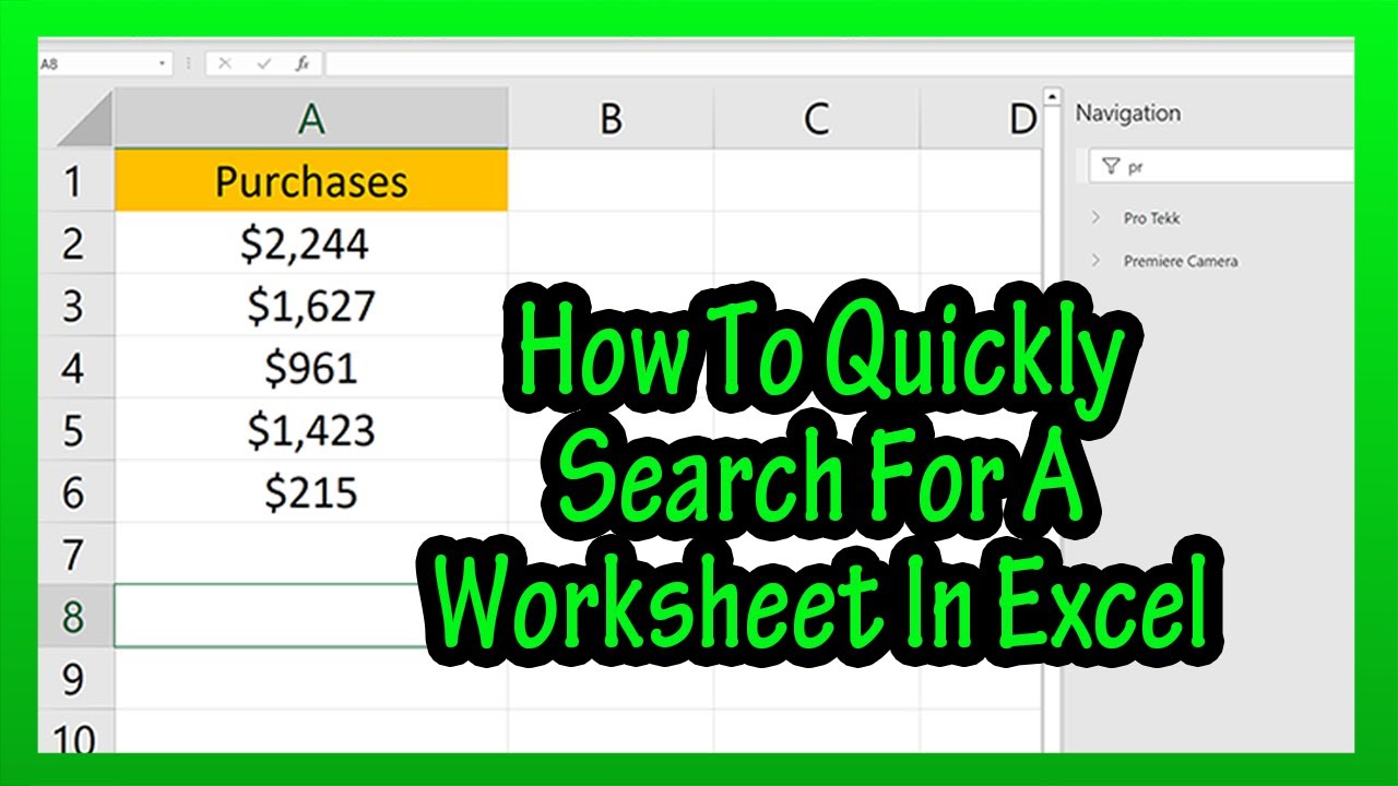 How To Quickly Search For Or Find A Worksheet In A Workbook In Excel Explained