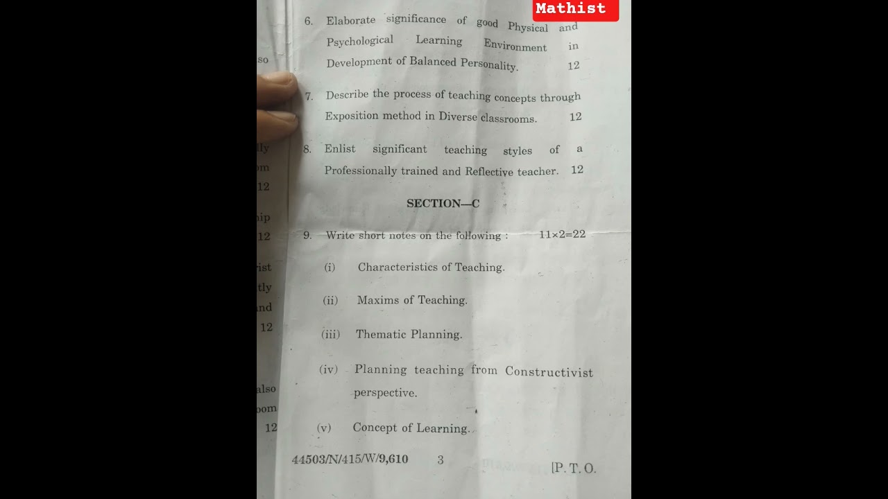 Teaching learning process question paper english and punjabi medium B.Ed sem 1st #bed #pup #like
