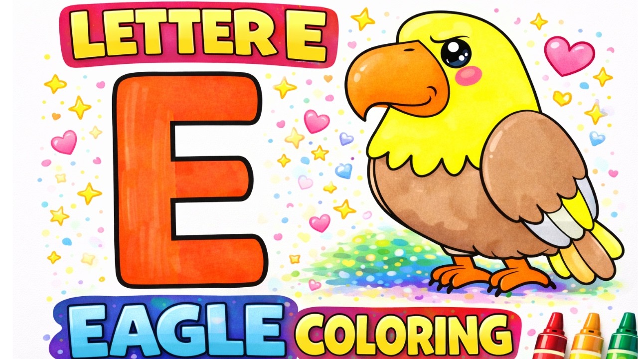 E is for Eagle 🦅| Letter E Coloring | ABC for Kids