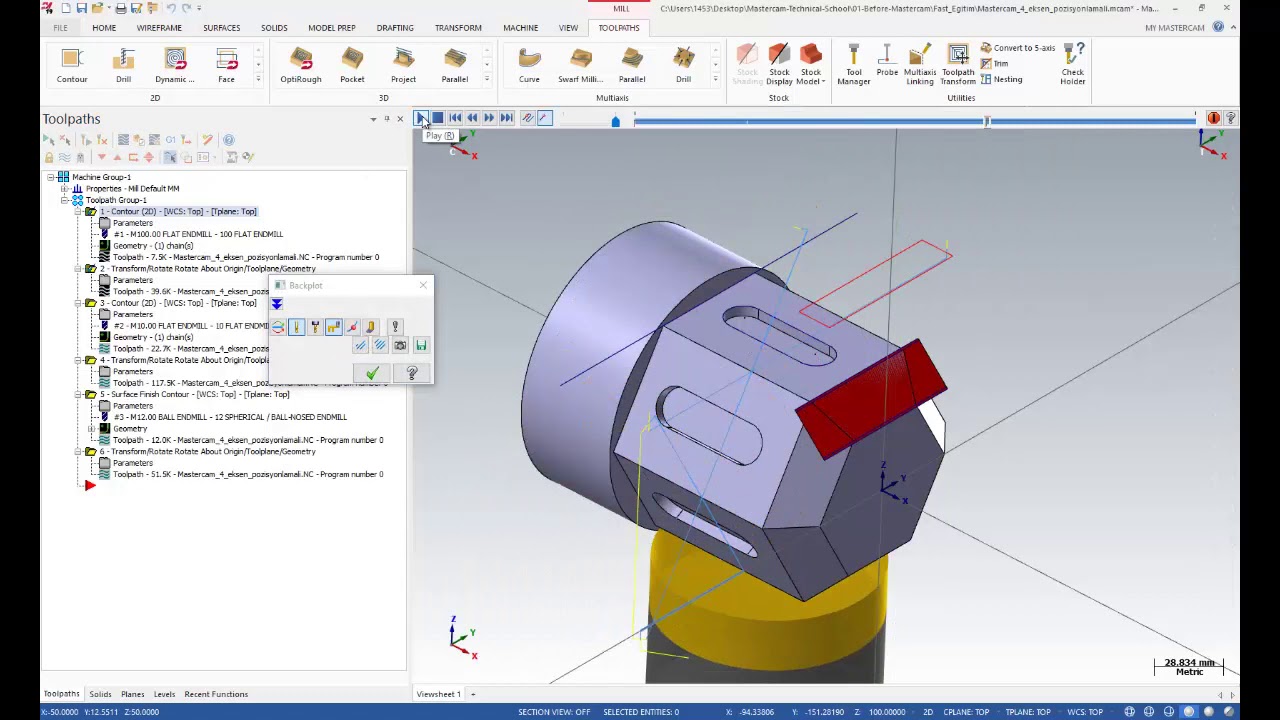 Mastercam for beginners 004 4D Axis Milling Toolpath