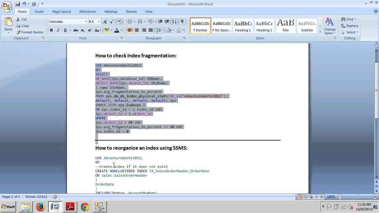 SQL Server tutorial 80: How to reorganize an index using SSMS, or T-SQL.