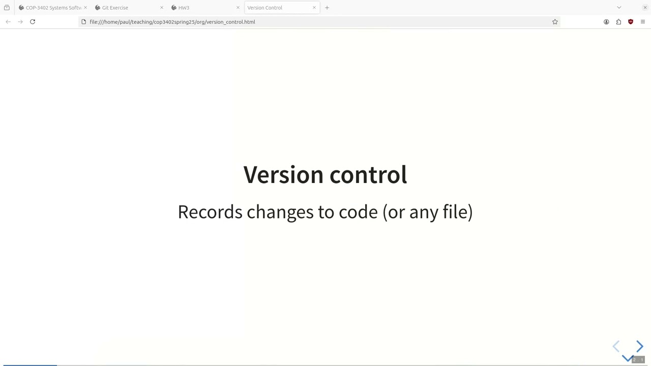 (3) Version control (COP-3402 Spring 2025)