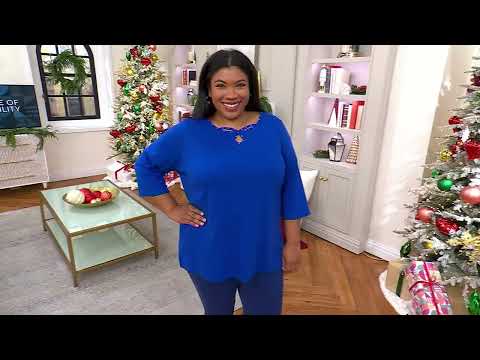 Quacker Factory Set of 2 Sparkle Keyhole 3/4-Sleeve Tops on QVC