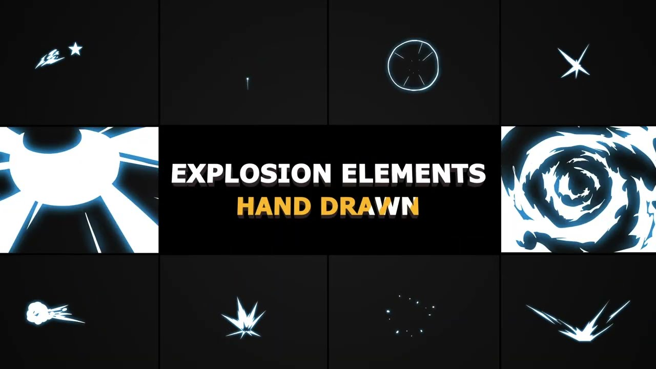 Hand Drawn Explosion Elements And Transitions | Davinci Resolve Template