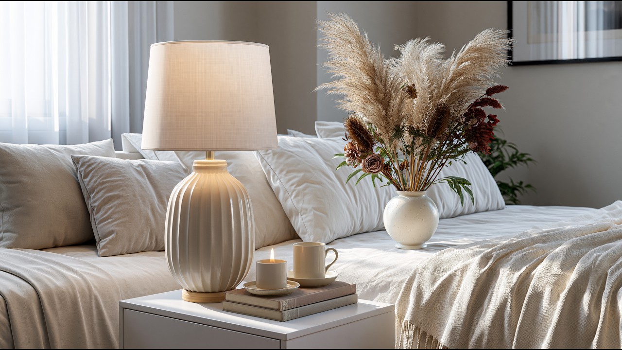 Elegant Martha Stewart-Style Bedroom Lighting | Combining Luxury Crystals with Ceramic Lamps Spring