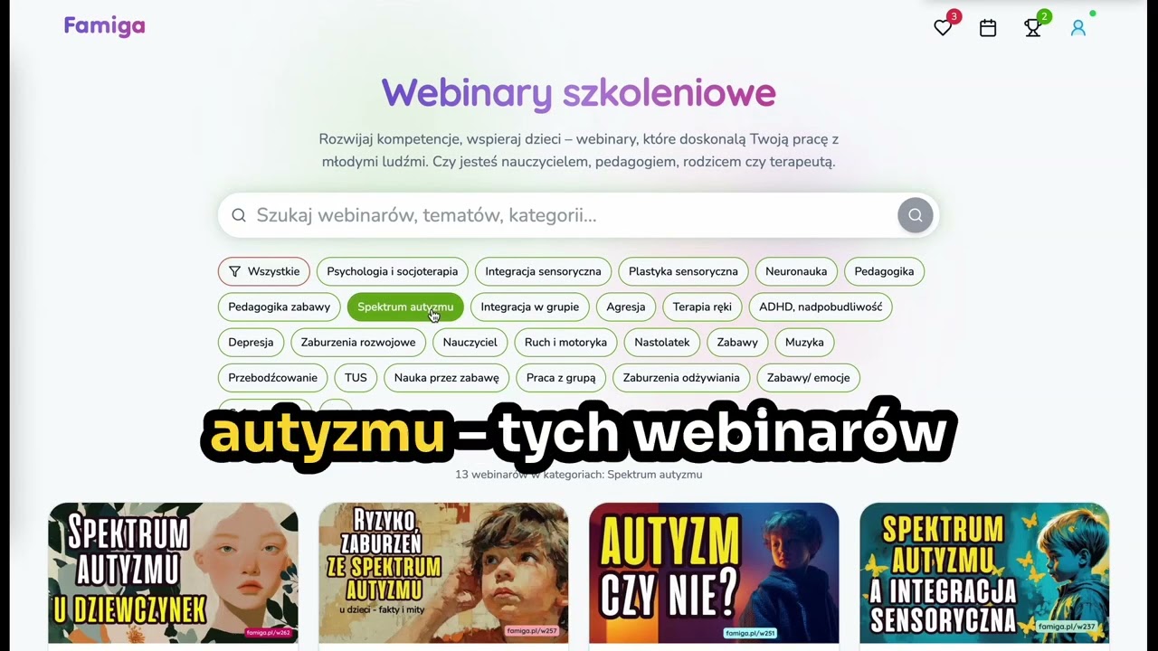 Famiga Webinary - Katalog webinarów dla rodziców i specjalistów
