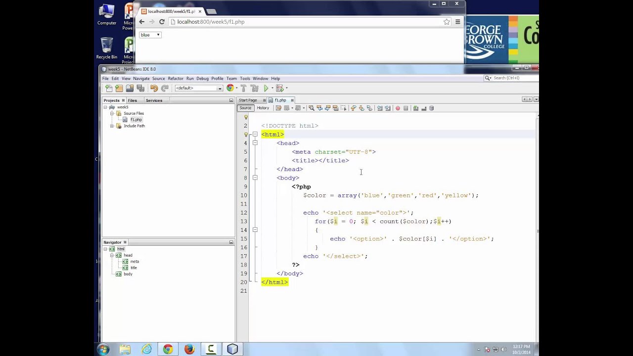 PHP Create dropdown list using array - part 1