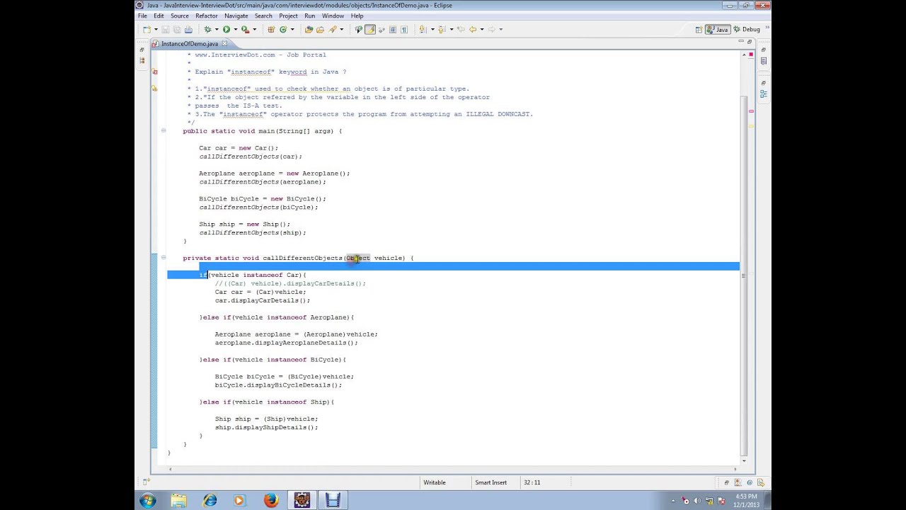 Java Interview Question And Answer Instanceof Operator In Java Explain Java Interview