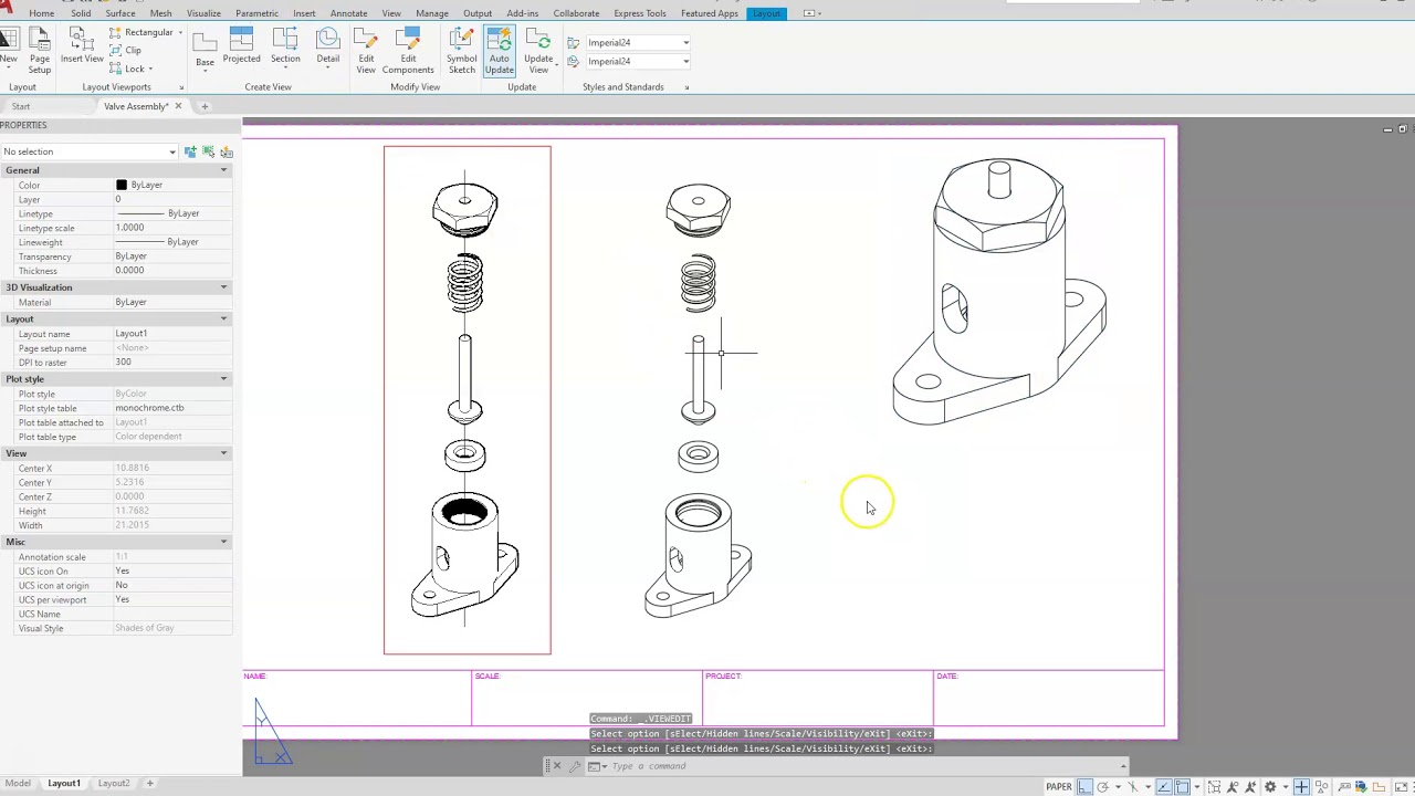 AutoCAD 3D - Exploded Assembly Drawing