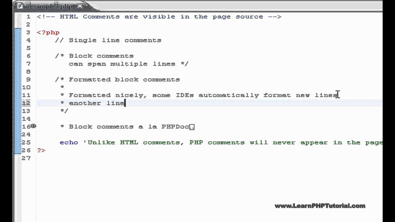 Learn PHP Tutorial Level 1, Chapter 4: Comments