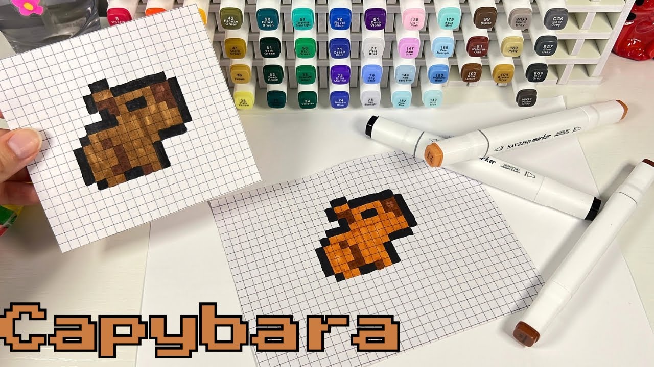 Capybara Pixel Art Template + Timelapse (Simple Pixel Art Ideas For When You’re Bored)