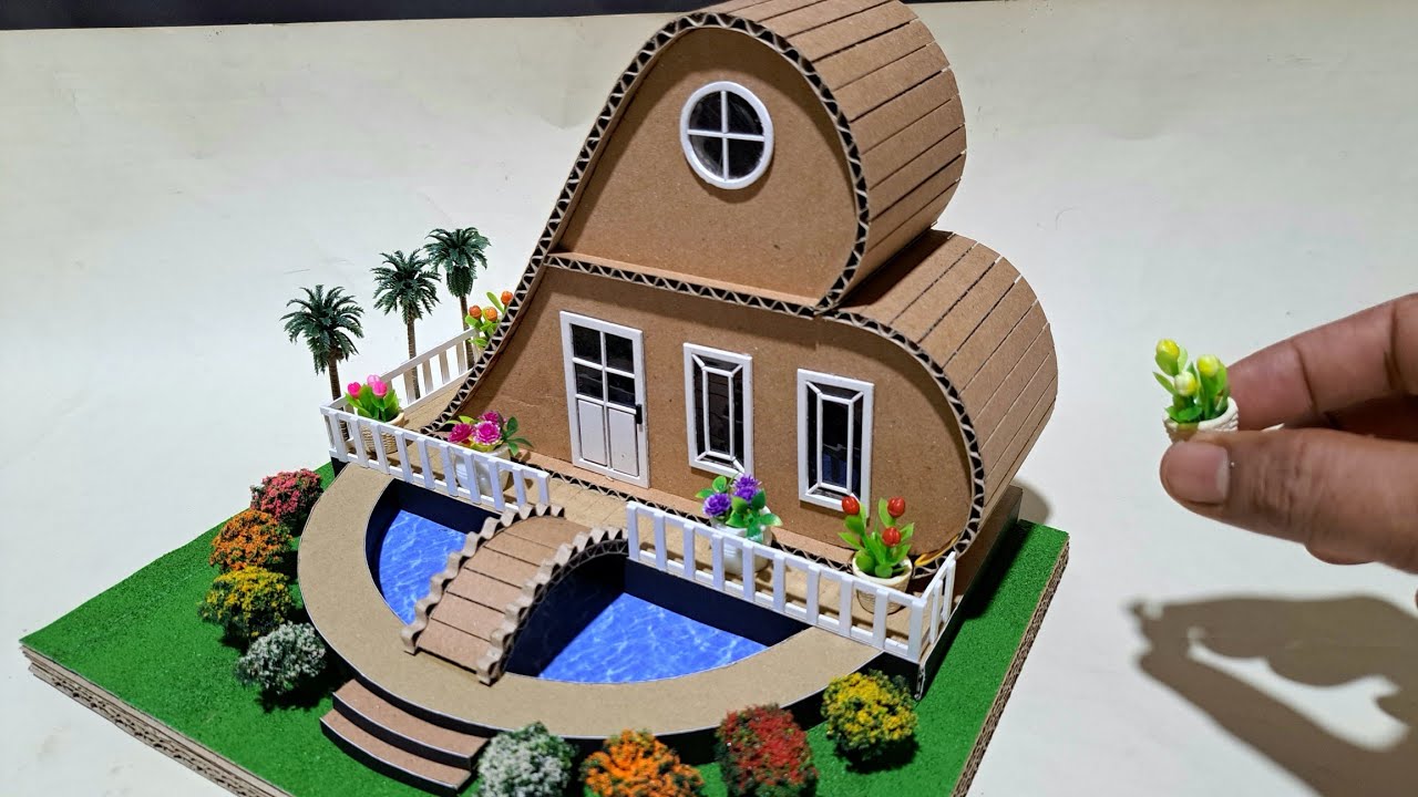 IDE KREATIF MEMBUAT MINIATUR RUMAH DARI KARDUS #123 DESAIN RUMAH LOVE