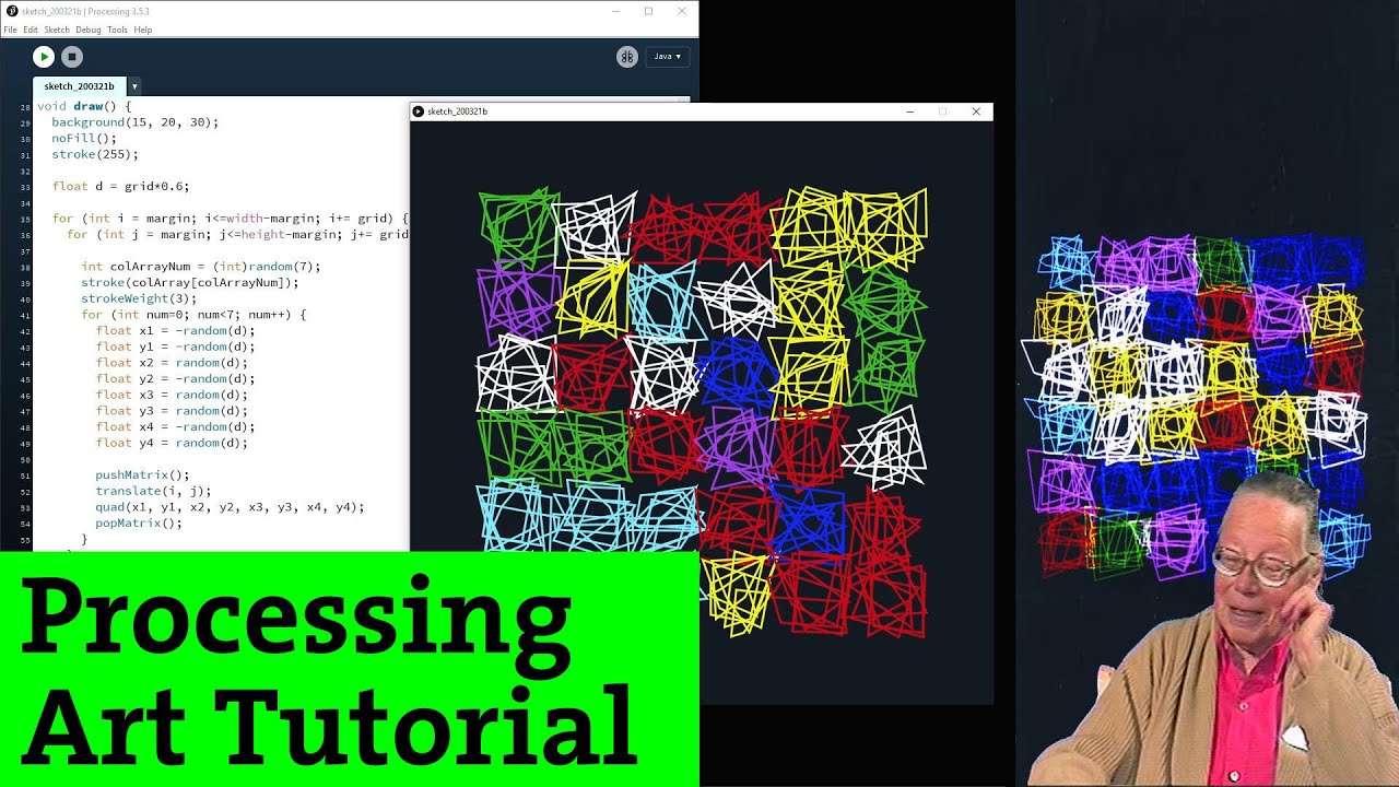 Ep.3 Processing tutorial | VERA MOLNAR ALGORITHM (Creative coding and generative art)