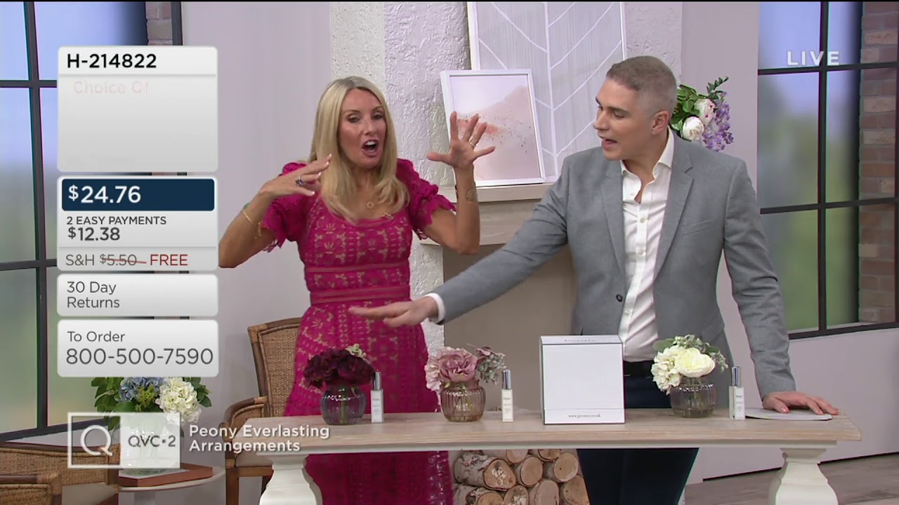 Gift Boxed Floral Arrangement in Vase w Spray by Peony on QVC