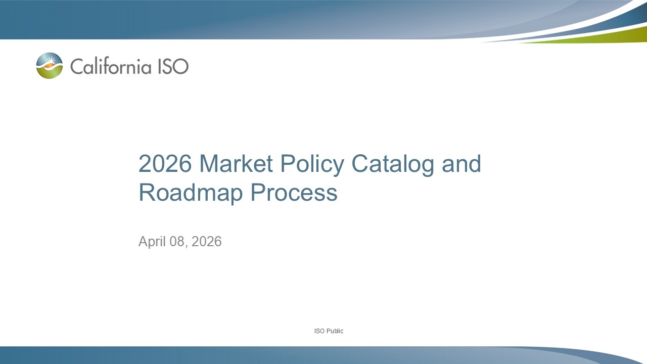 Apr 08, 2026 - 2026 Market Policy Catalog and Roadmap Process