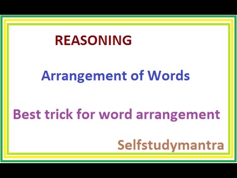 Arrangement of Words!! REASONING!! best tricks for word arrangement reasoning