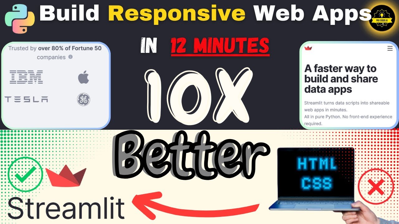 Build a Website in only 12 minutes using Python & Streamlit #procoderjii #python #newvideo #youtube