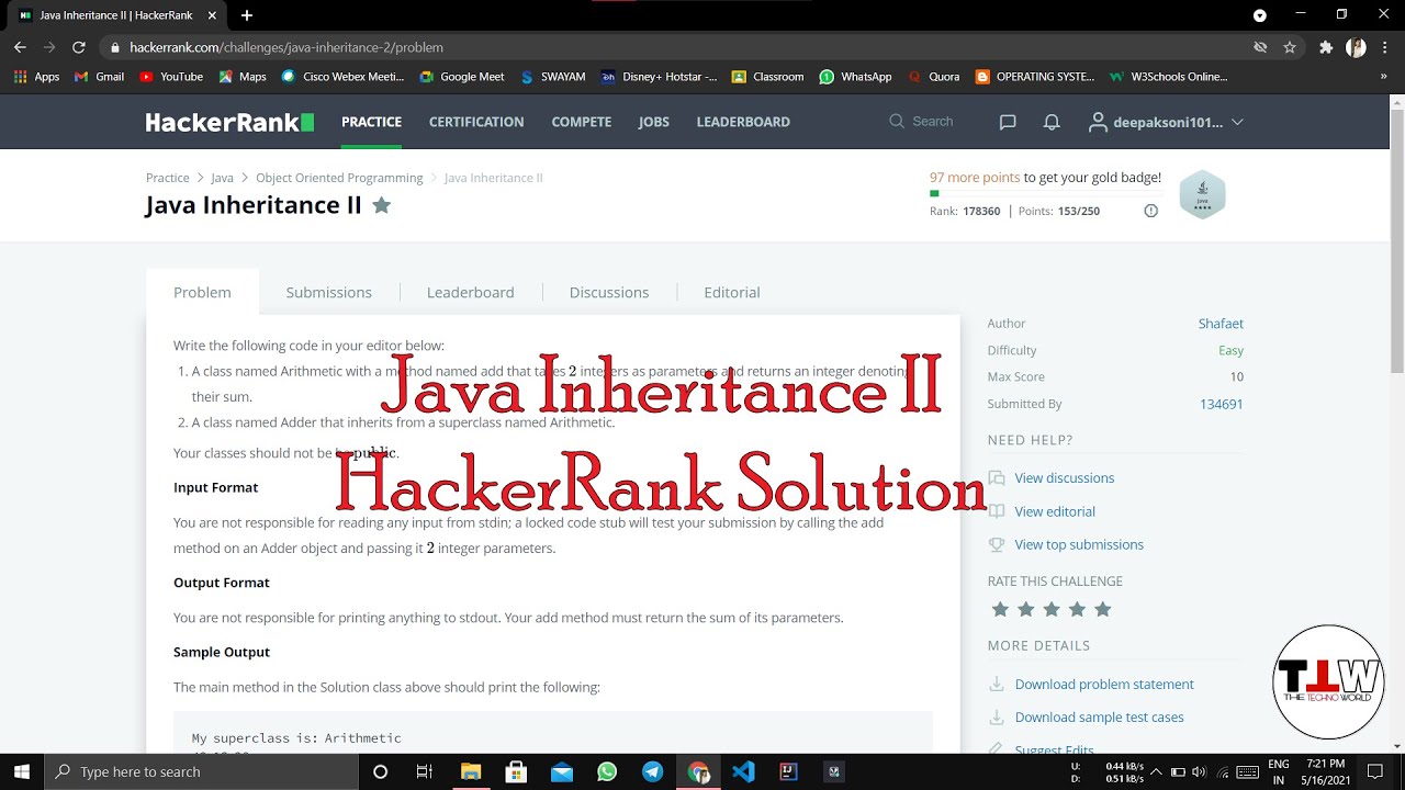 Java Inheritance II | HackerRank Solution