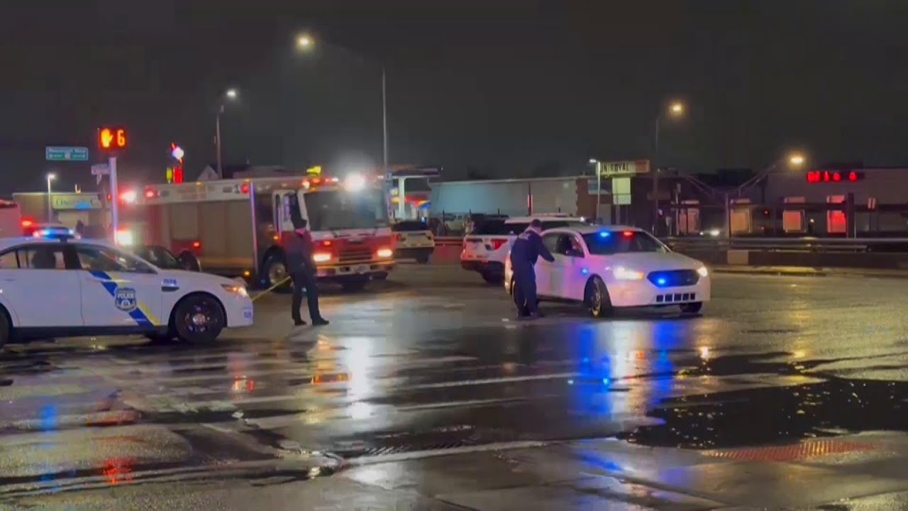 Emergency services arrive after small plane crashes near airport in Philadelphia