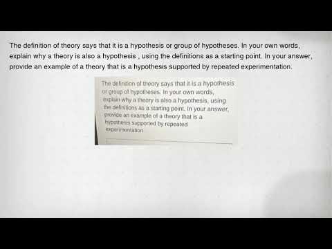 The definition of theory says that it is a hypothesis or group of hypotheses. In your own words, exp